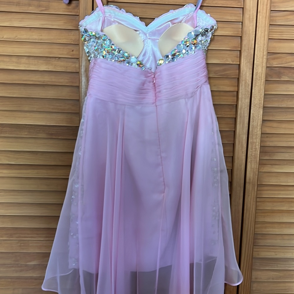 Pink Crystal High Low Prom Dress - Gem
